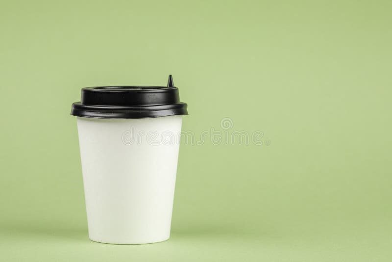 Paper Coffee Container with Black Lid. Take-away Beverage Container ...