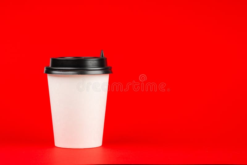Paper Coffee Container with Black Lid. Take-away Beverage Container ...