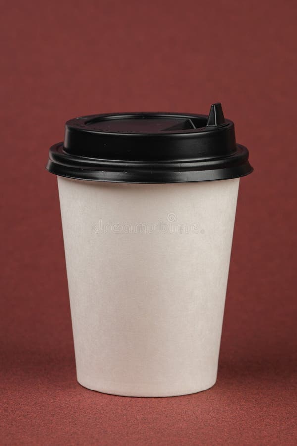 Paper Coffee Container with Black Lid. Take-away Beverage Container ...