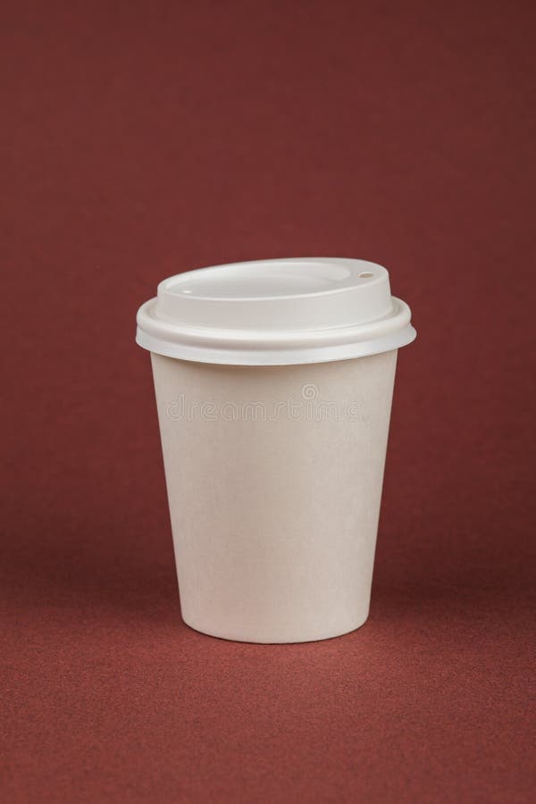 Paper Coffee Container with White Lid. Take-away Beverage Container ...