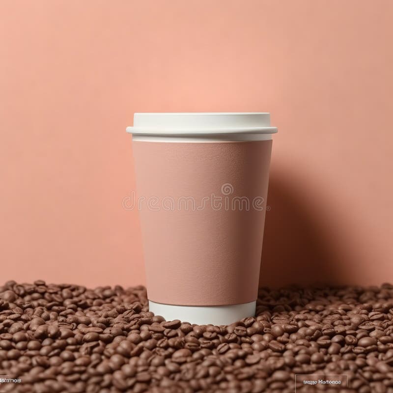 Plain Paper Coffee Cup Surrounded Coffee Beans Stock Illustration ...