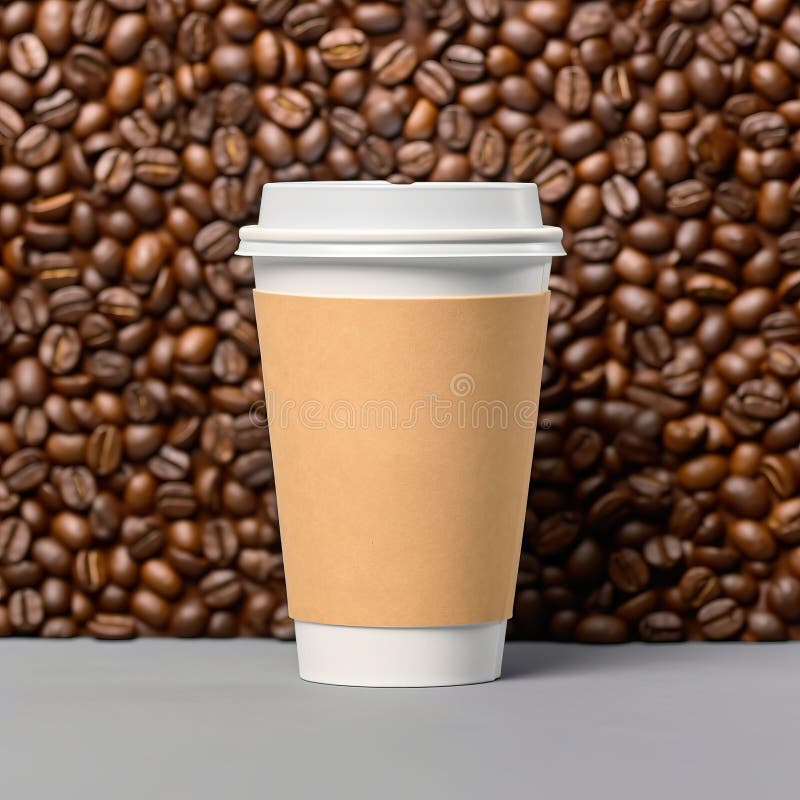 Plain Paper Coffee Cup Surrounded Coffee Beans Stock Illustration ...