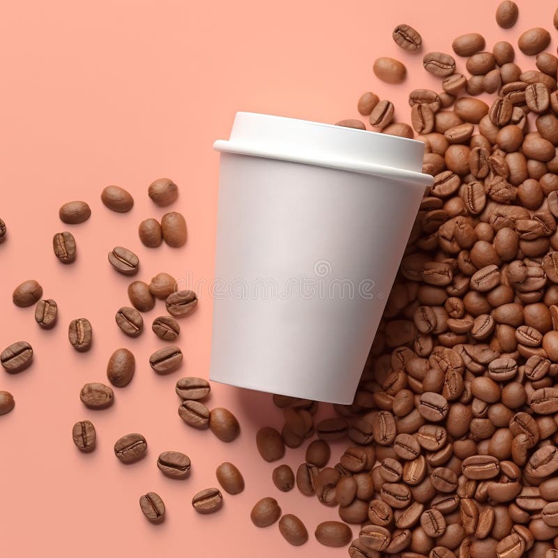 Plain Paper Coffee Cup Surrounded Coffee Beans Stock Illustration ...