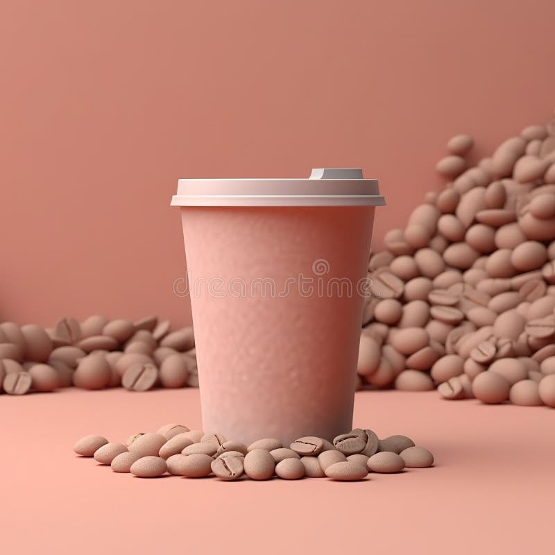 Plain Paper Coffee Cup Surrounded Coffee Beans Stock Illustration ...