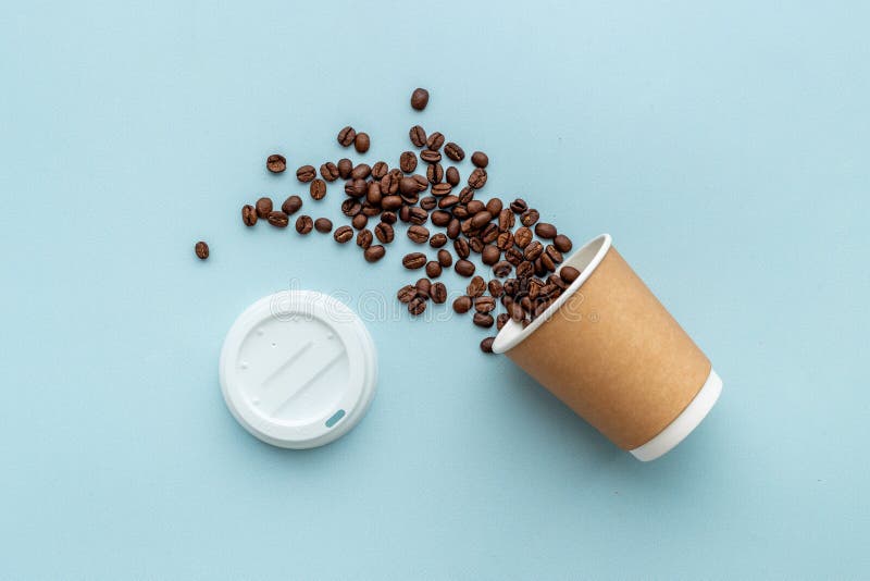 Paper Coffee Cup with Roasted Beans. Take Away Coffee. Stock Image ...