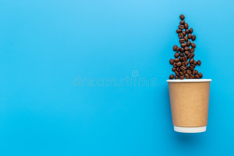 Paper Coffee Cup with Roasted Beans. Take Away Coffee. Stock Photo ...