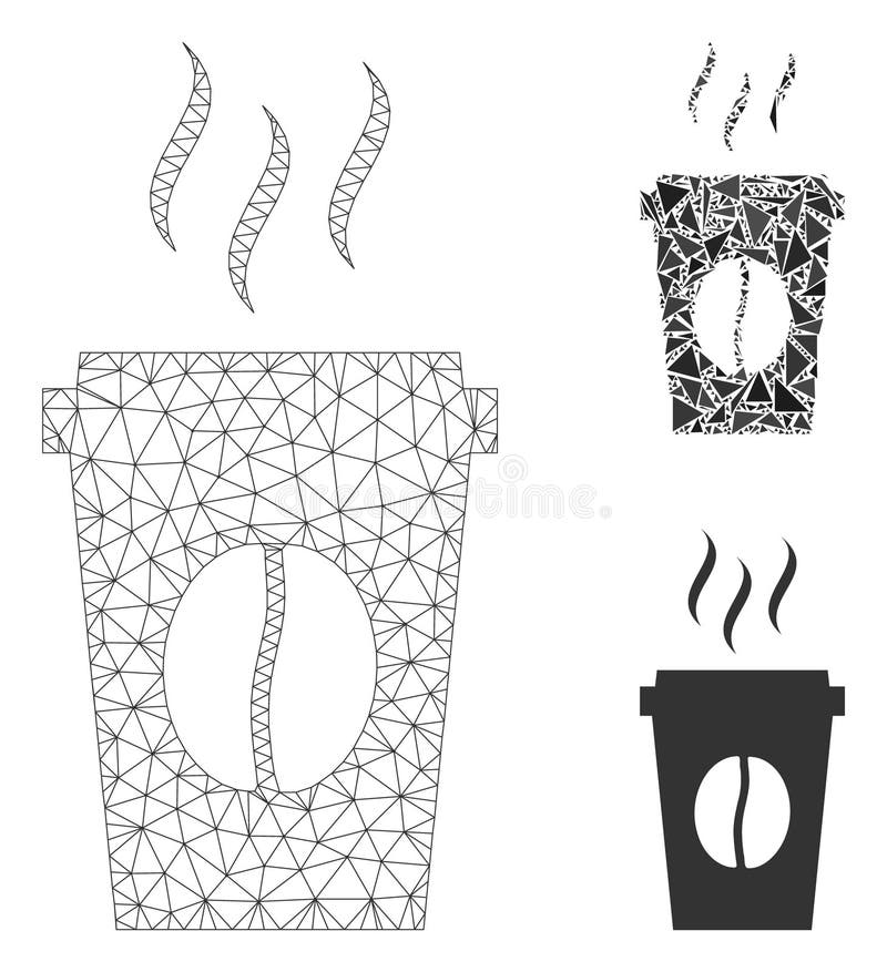 Paper Coffee Cup Vector Mesh 2D Model and Triangle Mosaic Icon Stock ...