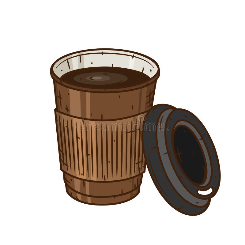 Set of Paper Coffee Cup Over White Background. Cartoon Coffee Cup ...