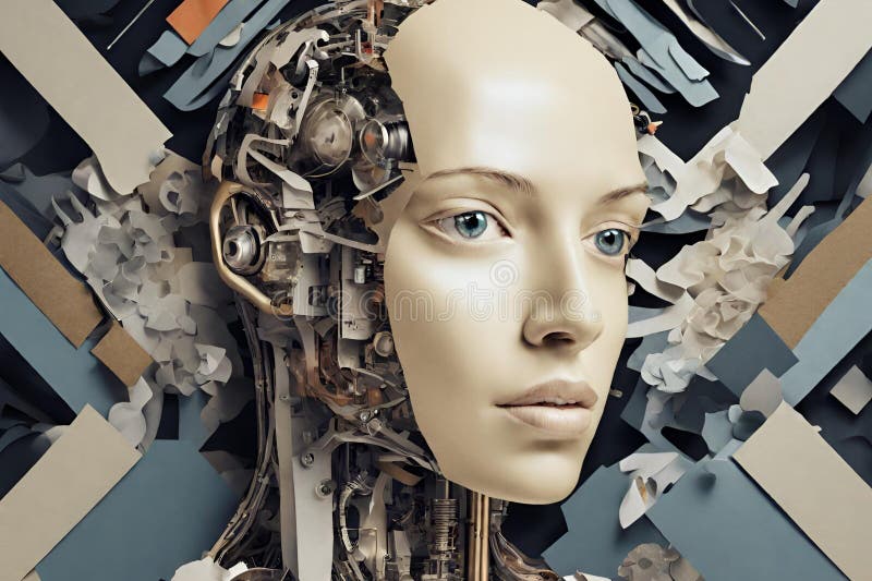 Paper Collage Artistic Image of Artificial Intelligence Stock ...
