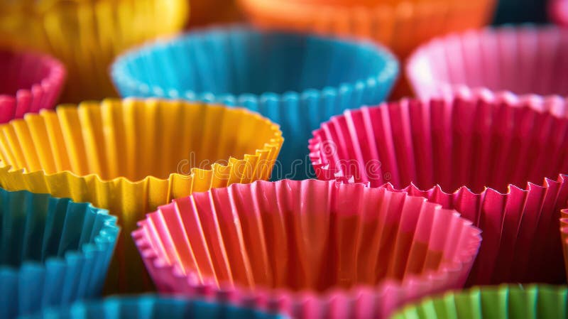 Paper Colored Cups for Baking Cupcakes or Muffins, Abstract Birthday ...