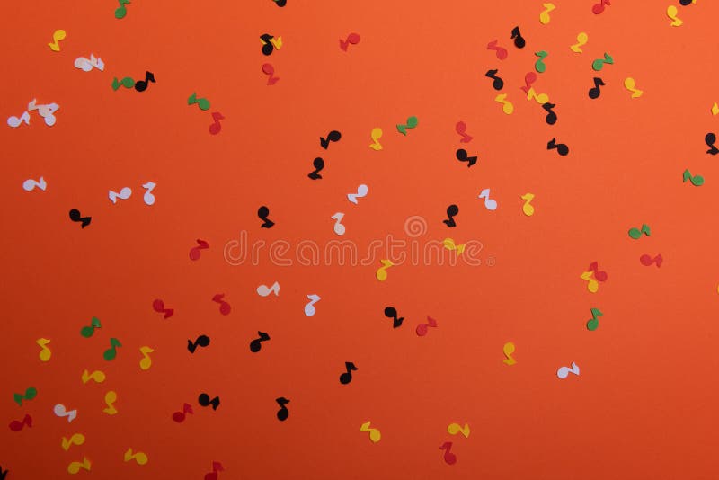 Paper Colorful Music Notes Background. View Above Stock Image - Image ...