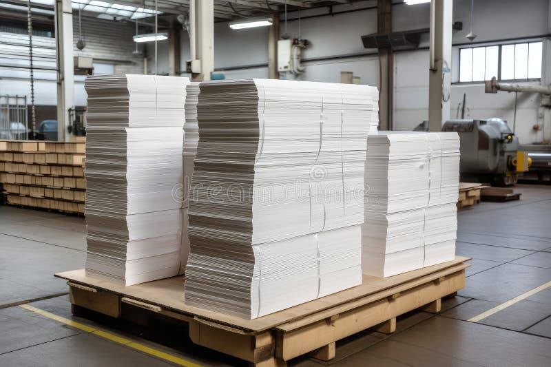 Paper Company, with Stack of Freshly Cut Paper Ready for Shipment Stock ...