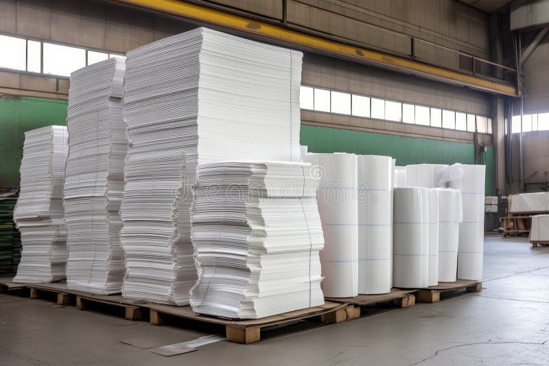 Paper Company, with Stack of Freshly Cut Paper Ready for Shipment Stock ...
