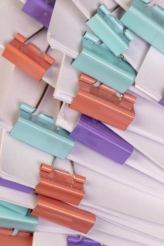 Paper are Connected by Clips, Sheets of Paper for Documents are Stock ...