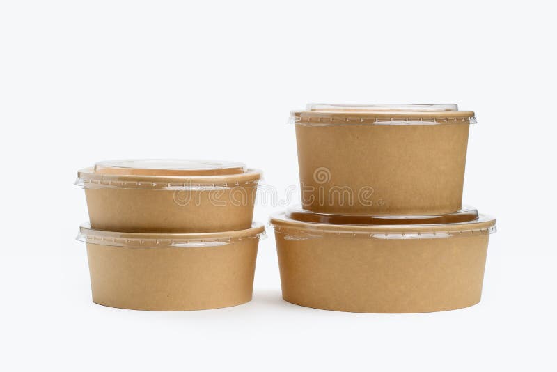Paper Containers for Food Delivery with a Lid on a White Background ...