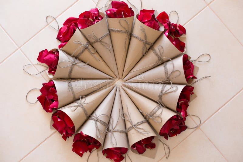 Paper cornets with petals stock image. Image of color - 56580175