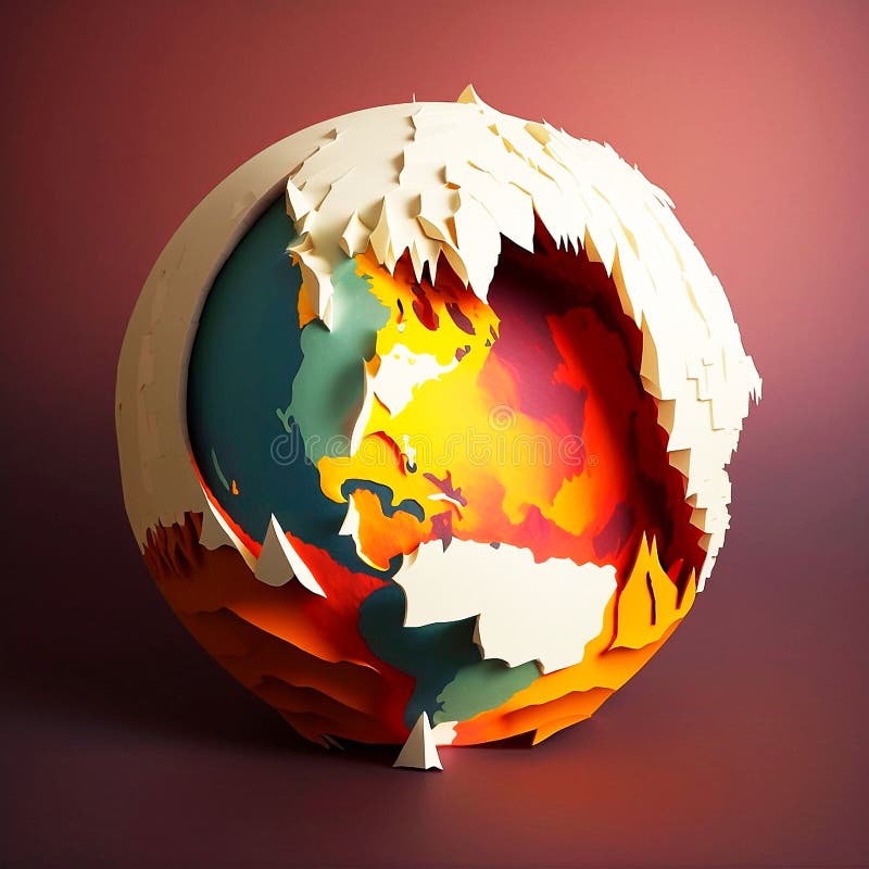 Paper Craft and Art of Planet Earth. AI Generation Stock Image - Image ...