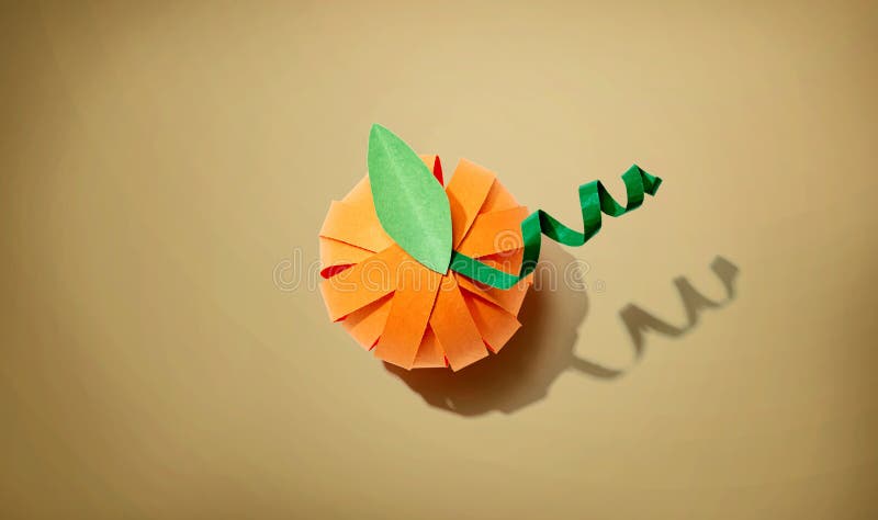 Paper Craft Autumn Pumpkin Overhead View Stock Photo - Image of design ...
