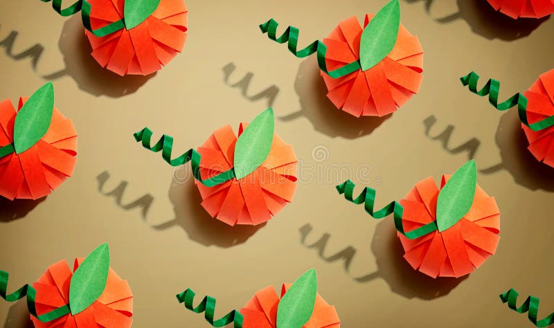 Paper Craft Autumn Pumpkins Stock Illustration - Illustration of autumn ...