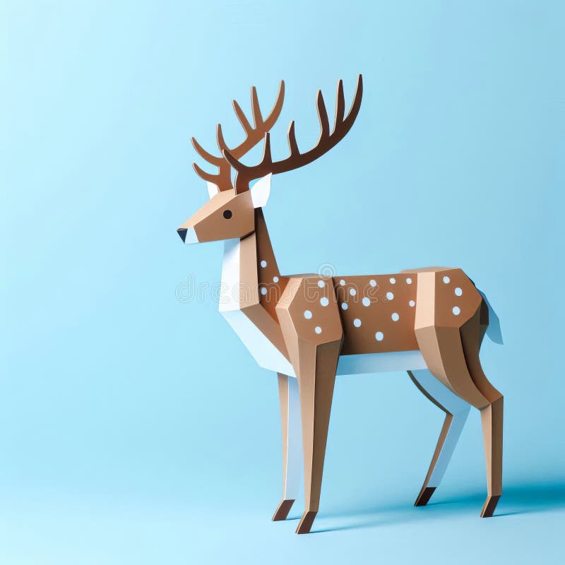 Paper Craft Deer on a Plain Blue Background, Fun Project for Anyone ...