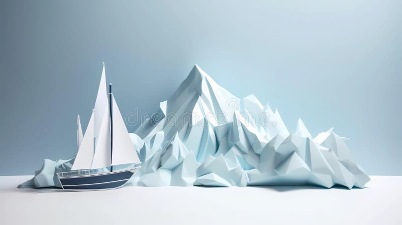 Paper Craft Illustration of Iceberg in Ocean. Stock Illustration ...