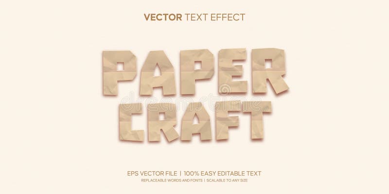 Paper Craft Realistic Style Editable Text Effect Stock Vector ...