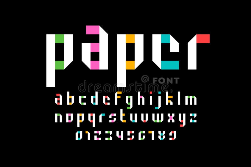 Paper Craft Style Font Design Stock Vector - Illustration of alphabet ...