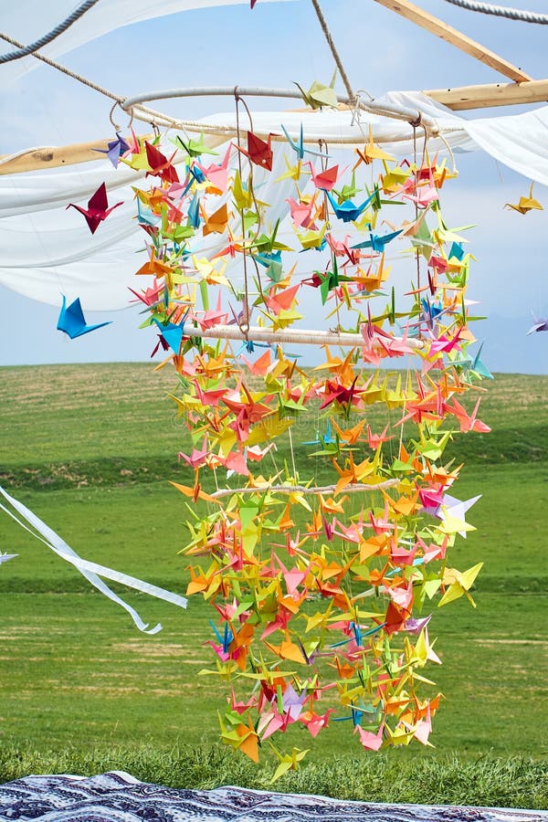 Paper Crane Mobile in the Wind Stock Image - Image of figures, tashkent ...