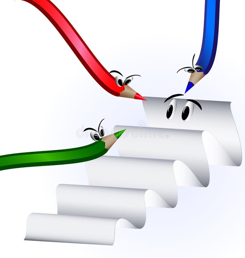 Paper and crazy pencils stock vector. Illustration of cartoon - 69700044