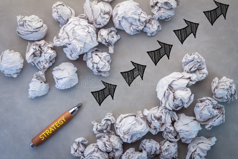 Paper Crumpled and Arrow Business Strategy Concept Stock Photo - Image ...