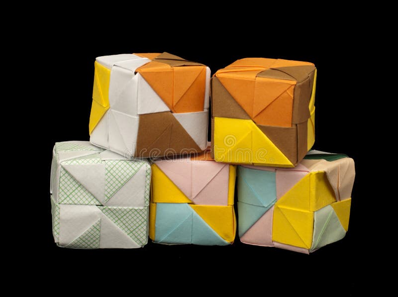 Paper Cubes Folded Origami Style. Stock Photo - Image of colorful ...