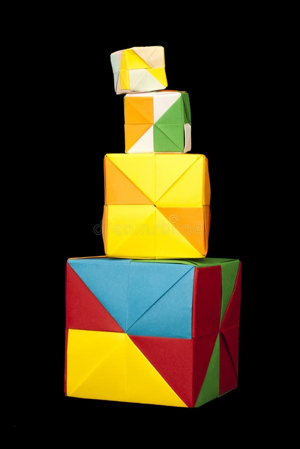 Paper Cubes Folded Origami Style. Stock Photo - Image of colorful ...