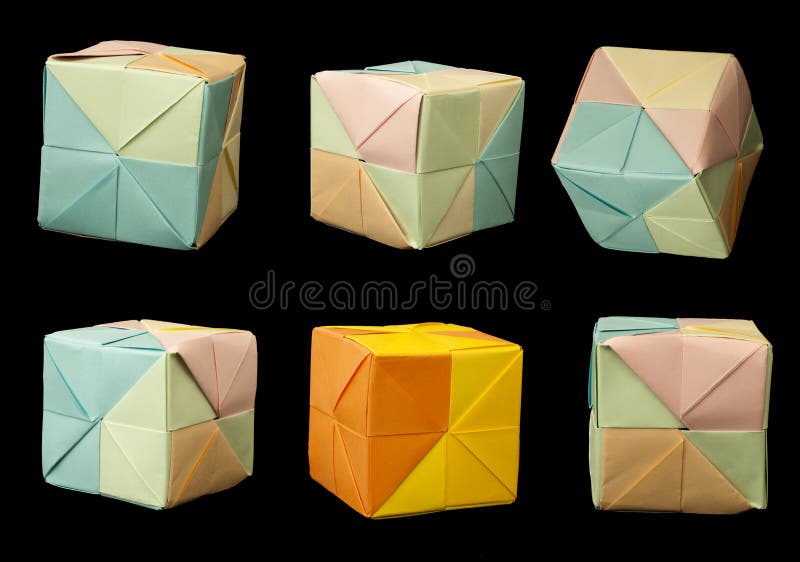 Paper Cubes Folded Origami Style. Stock Photo - Image of colorful ...