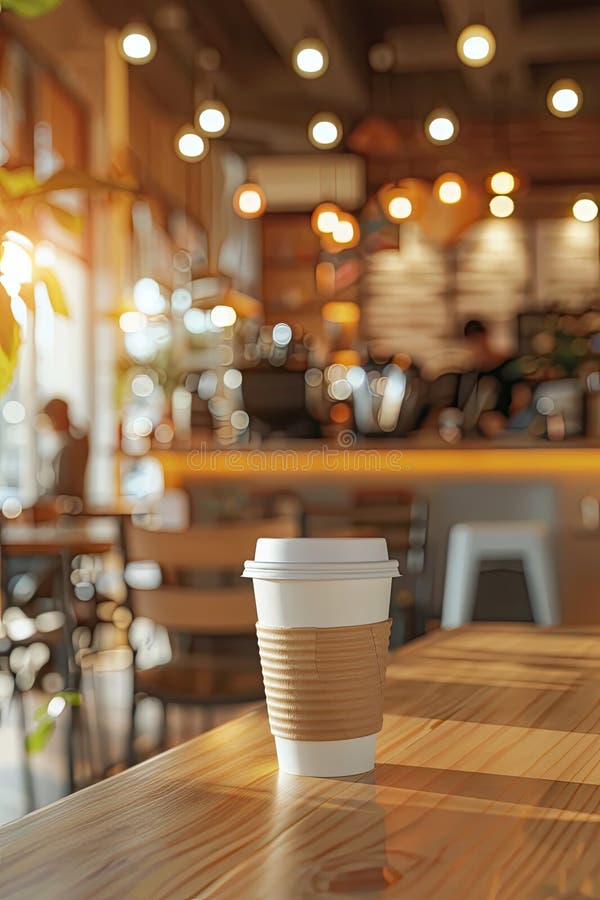 Paper Cup with Coffee on the Table in the Cafe. Selective Focus Stock ...