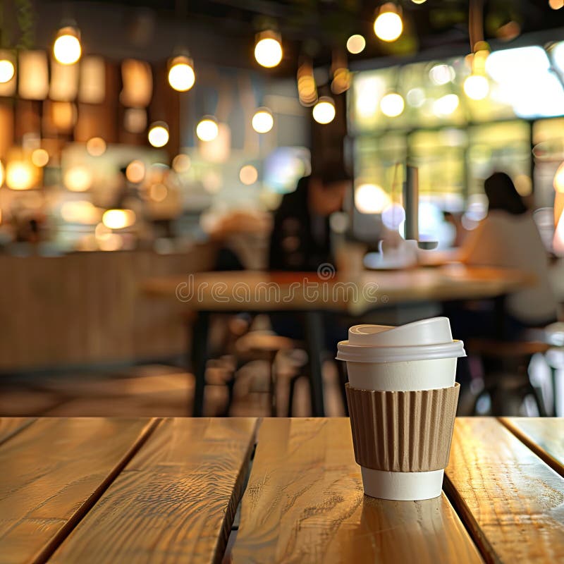 Paper Cup with Coffee on the Table in the Cafe. Selective Focus Stock ...