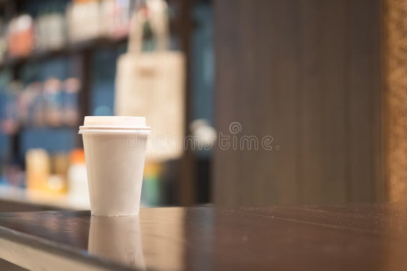 Paper Cup of Coffee Take Away at Cafe Shop Stock Image - Image of break ...