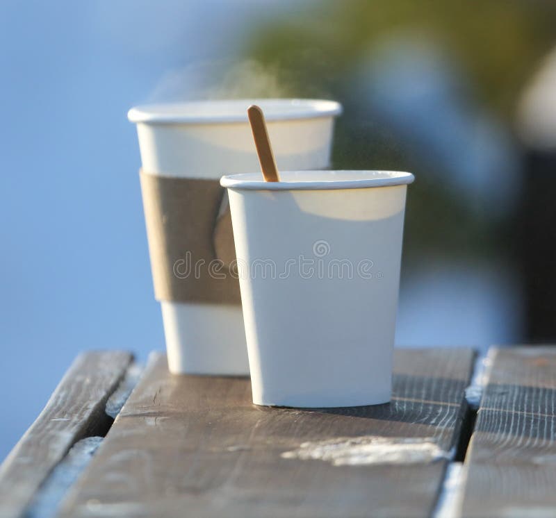 Paper Cup with Hot Tea on the Table. Stock Image - Image of food ...