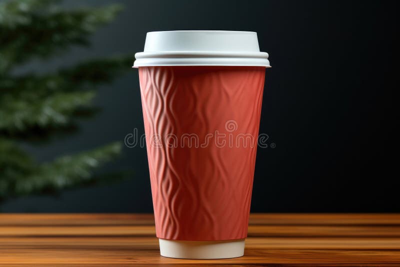 Paper Cup Mockup with Copy Space on Table in Cafe Stock Illustration ...