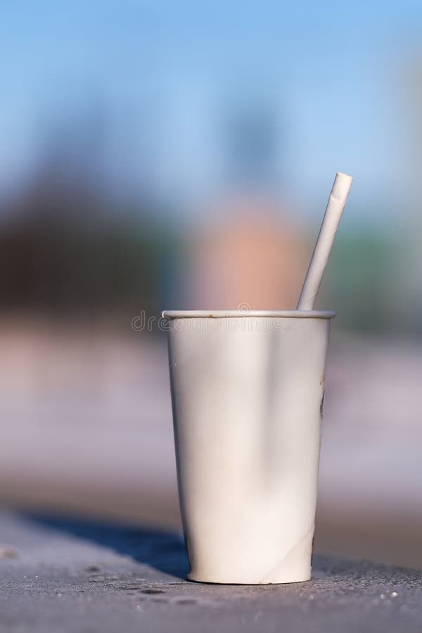 Paper Cup with a Paper Straw Stock Image - Image of drinking, paper ...