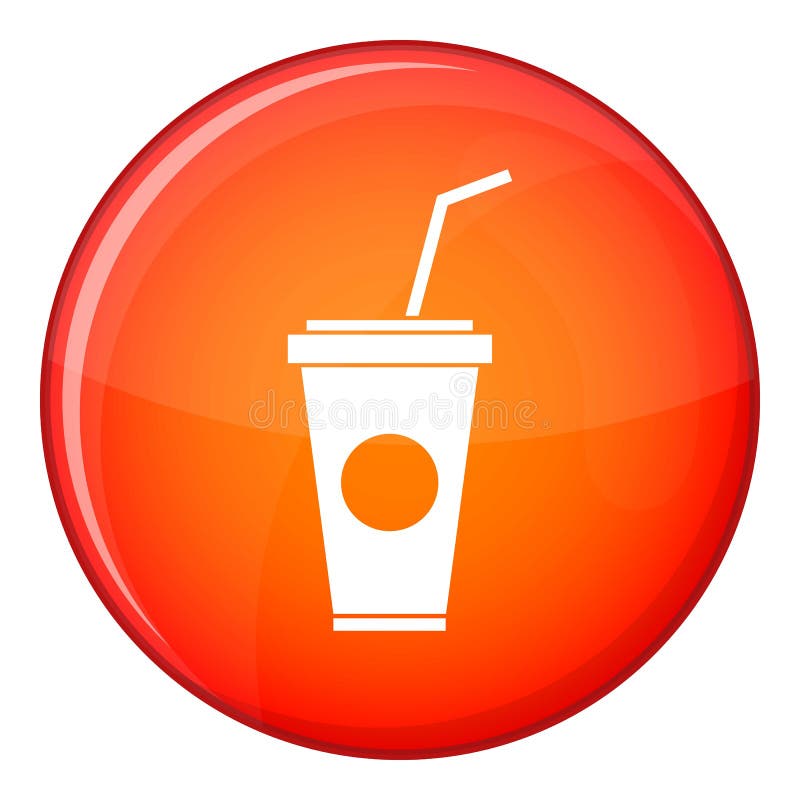 Paper Cup with Straw Icon, Flat Style Editorial Stock Image ...