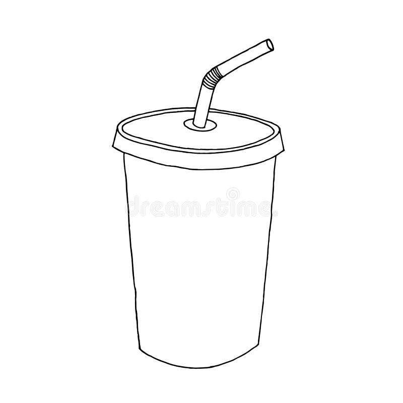 Paper Cup and Straw Vector Illustration Design Hand Drawing Save ...