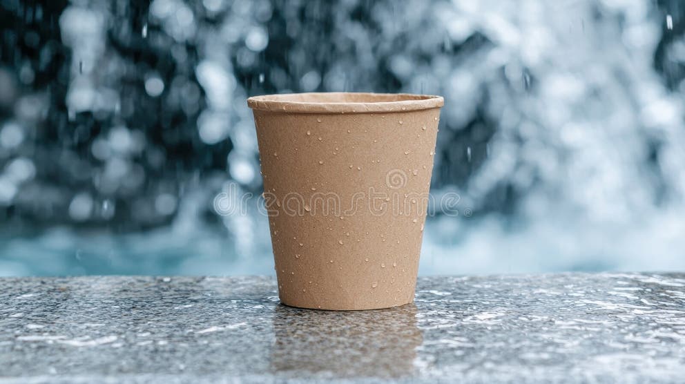 Paper Cup with Water Droplets on a Stone Surface. Stock Illustration ...