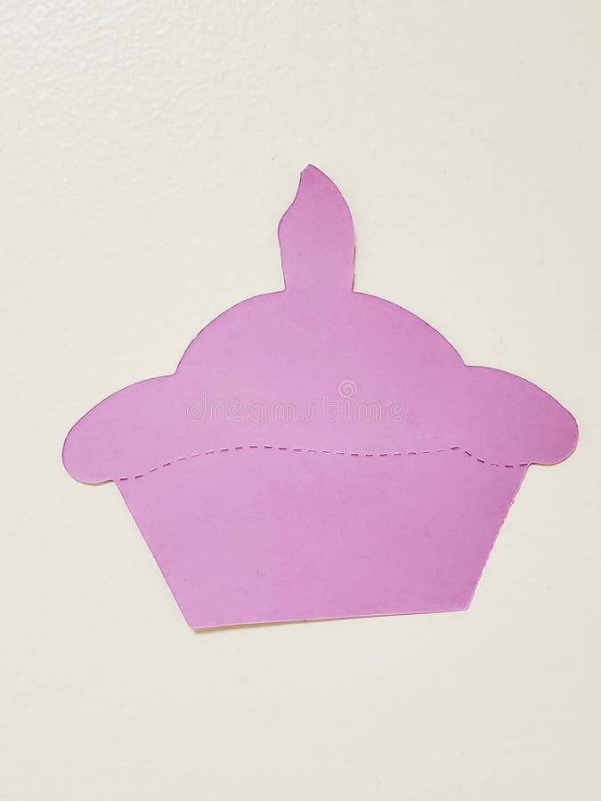 A Paper Cupcake on a White Wall with Candle Stock Image - Image of ...