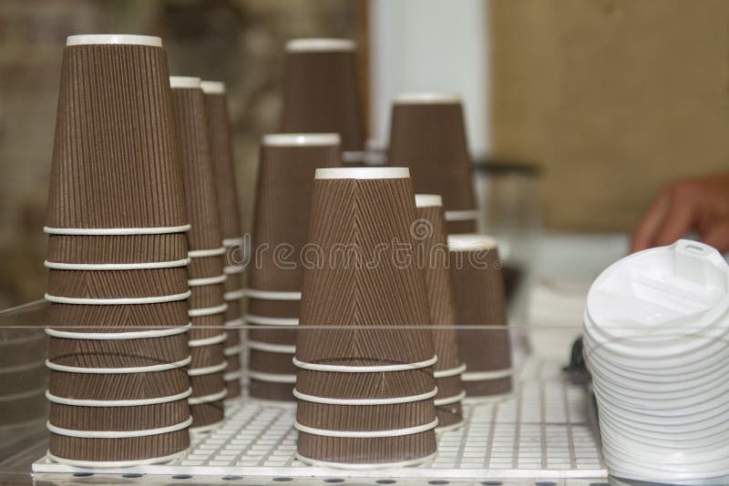 Paper cups for coffee stock photo. Image of cafe, design - 158588360