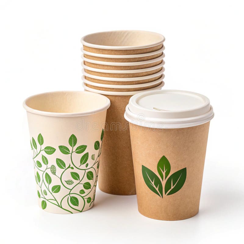 Paper Cups Made with less Plastic Stock Illustration - Illustration of ...