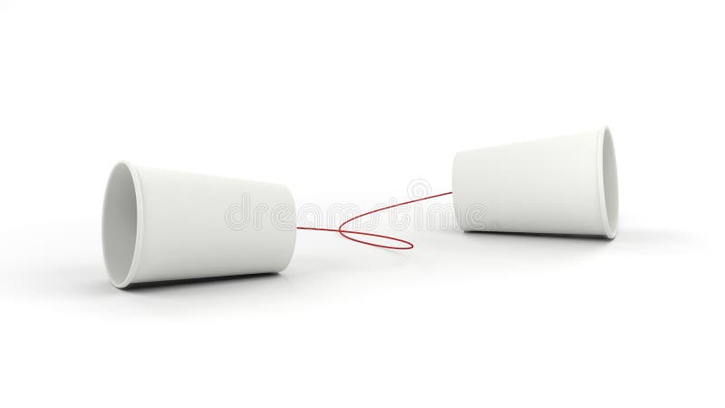 Paper Cups and Non-stretchable String Isolated on White Background ...