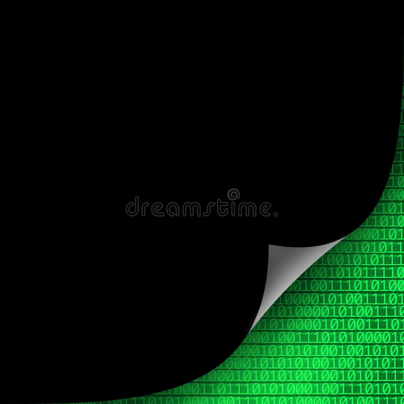 Paper curl and binary code stock photo. Image of border - 23795260