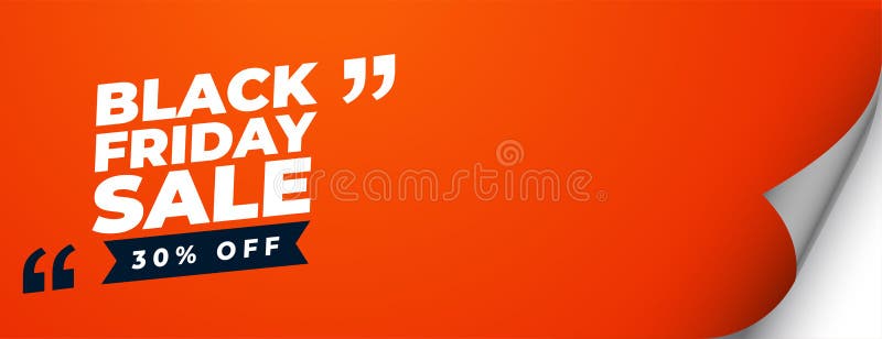 Paper Curl Style Black Friday Sale Banner with Off Ad Stock Vector ...