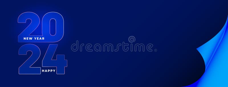 Paper Curl Style 2024 New Year Eve Greeting Wallpaper Design Stock ...