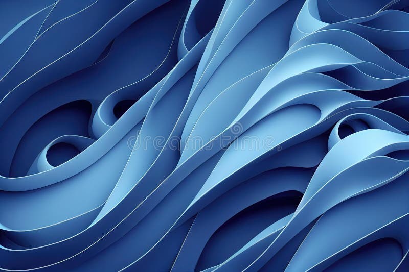 Paper Curls with Gradient Blue Shades Abstract Background 3D Render ...